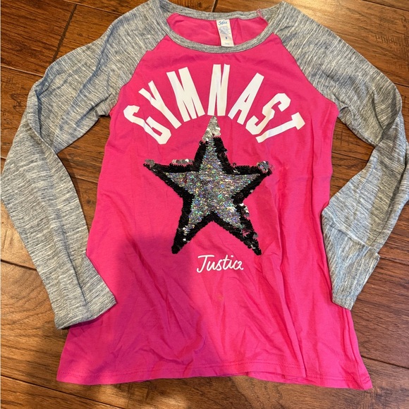 Justice | Shirts & Tops | Justice Pink And Gray Long Sleeve Shirt ...